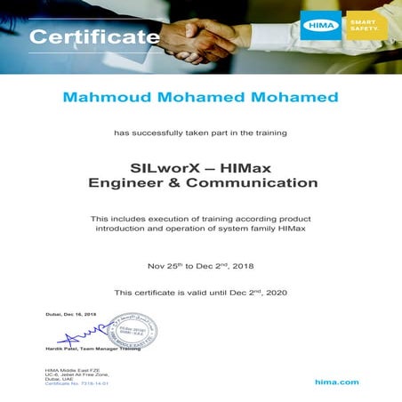 Mahmoud HIMax Certificate | PDF | Economy | Business and Finance