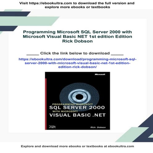 Programming Microsoft Sql Server 2000 With Microsoft Visual Basic Net 1st Edition Edition Rick