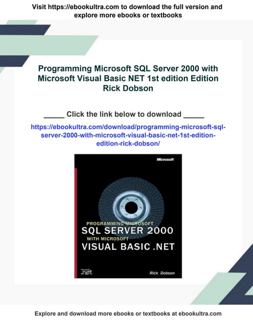 Programming Microsoft Sql Server 2000 With Microsoft Visual Basic Net 1st Edition Edition Rick