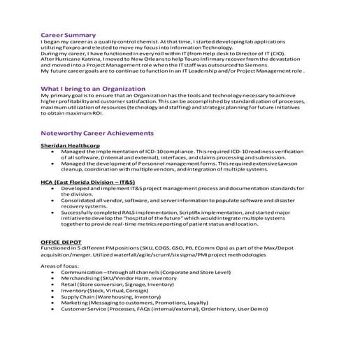 Career Synopsis | PDF