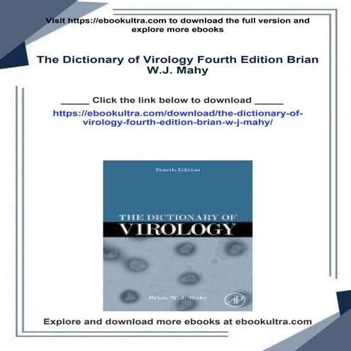 The Dictionary of Virology Fourth Edition Brian W.J. Mahy | PDF