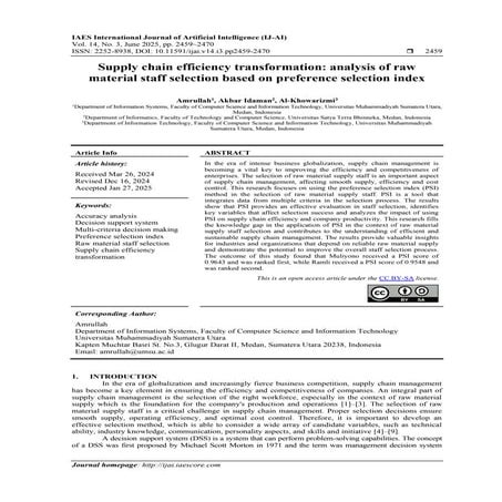 Supply chain efficiency transformation: analysis of raw material staff ...