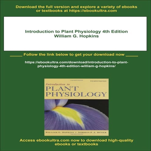 Introduction to Plant Physiology 4th Edition William G. Hopkins | PDF