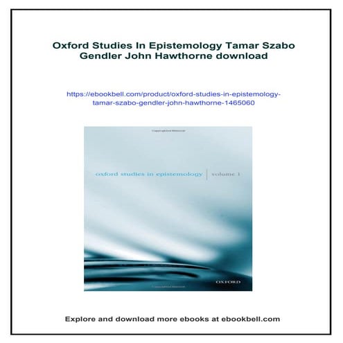 Oxford Studies In Epistemology Tamar Szabo Gendler John Hawthorne | PDF