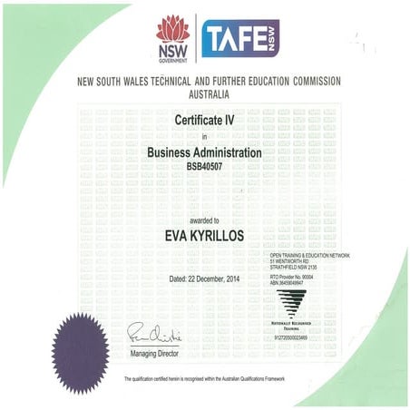 Certificate IV Business Administration | PDF