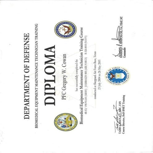 DoD BMET Diploma | PDF