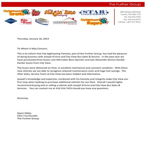 Joe City View Letter of Recommendation | PDF