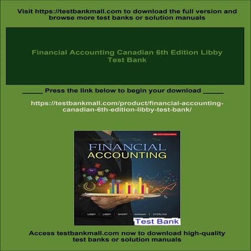 Financial Accounting Canadian 6th Edition Libby Test Bank | PDF