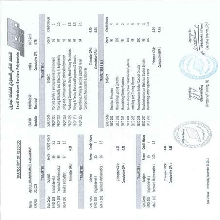 Diploma's transcript | PDF