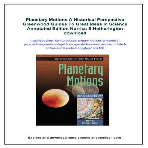 Planetary Motions A Historical Perspective Greenwood Guides To Great ...