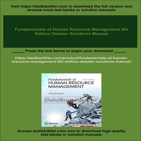 Fundamentals of Human Resource Management 5th Edition Dessler Solutions Manual | PDF