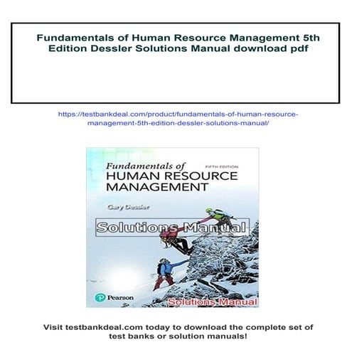 Fundamentals of Human Resource Management 5th Edition Dessler Solutions Manual | PDF