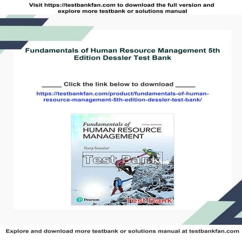 Fundamentals of Human Resource Management 5th Edition Dessler Test Bank ...