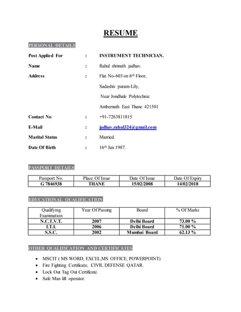 Machinist resume 2015 | PDF