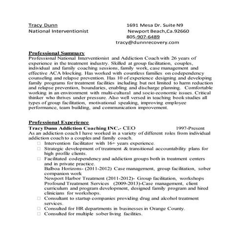 Tracy Dunn Resume WORD( Oct 2016) | DOCX