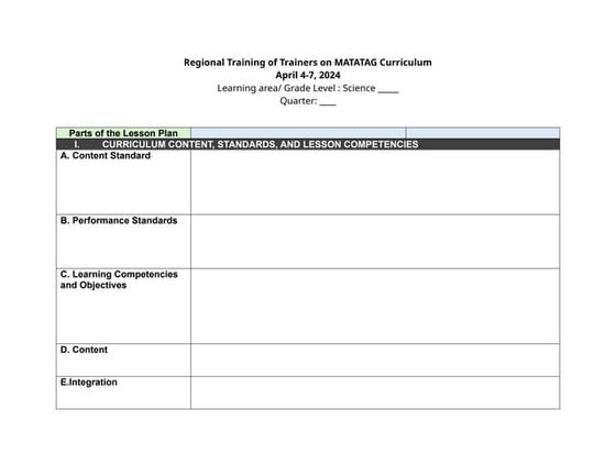 MATATAG CURRICULUM sample lesson exemplar.docx | Educational Assessment ...