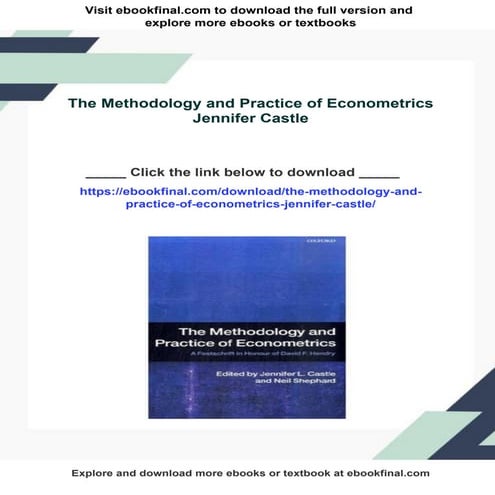 The Methodology and Practice of Econometrics Jennifer Castle | PDF
