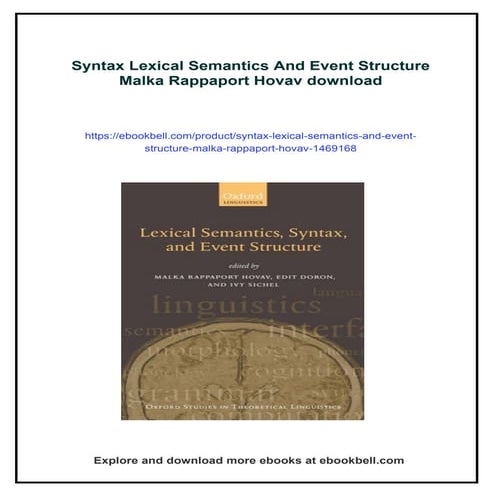 Syntax Lexical Semantics And Event Structure Malka Rappaport Hovav | PDF