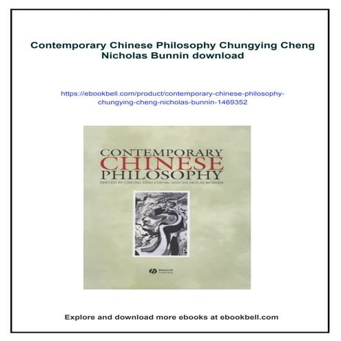 Contemporary Chinese Philosophy Chungying Cheng Nicholas Bunnin | PDF