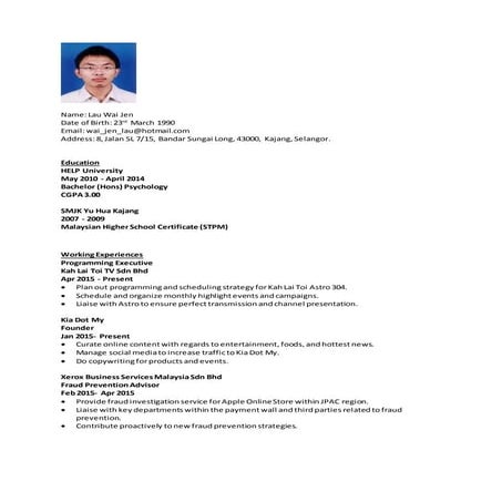 My Resume 2015 | DOCX