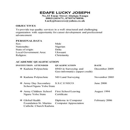 EDAFE LUCKY CV | PDF