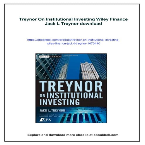 Treynor On Institutional Investing Wiley Finance Jack L Treynor | PDF