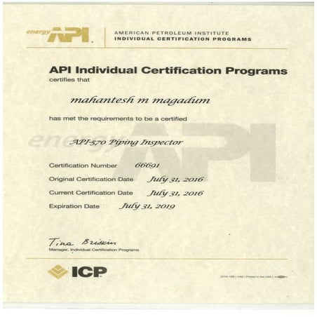 API-570 Certificate | PDF