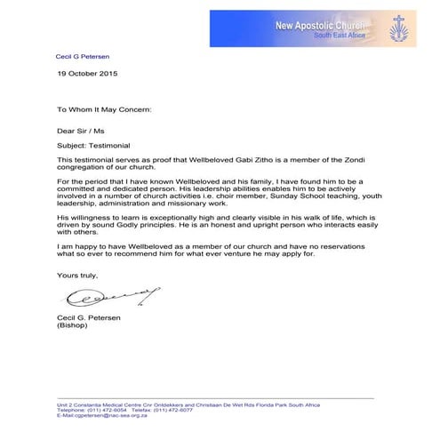 WGZ Testimonial Bishop CGP Letterhead Template | PDF