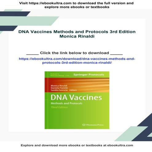 DNA Vaccines Methods and Protocols 3rd Edition Monica Rinaldi | PDF