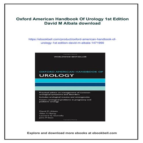 Oxford American Handbook Of Urology 1st Edition David M Albala | PDF