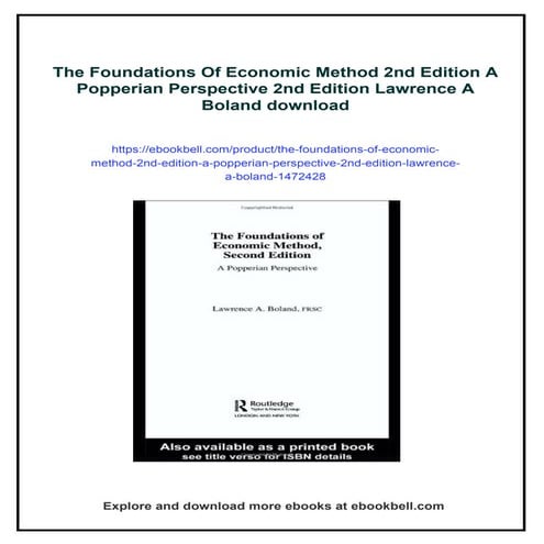 The Foundations Of Economic Method 2nd Edition A Popperian Perspective ...