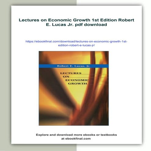 Lectures on Economic Growth 1st Edition Robert E. Lucas Jr. | PDF