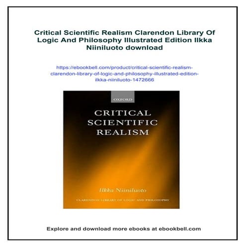 Critical Scientific Realism Clarendon Library Of Logic And Philosophy ...