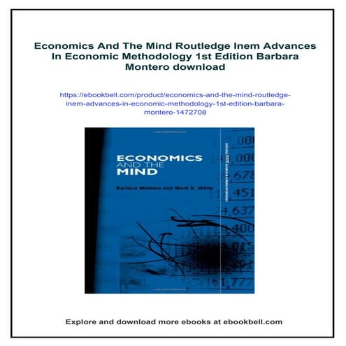 Economics And The Mind Routledge Inem Advances In Economic Methodology ...