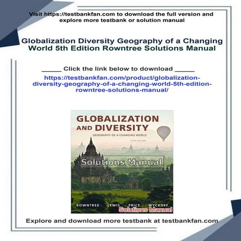 Globalization Diversity Geography of a Changing World 5th Edition Rowntree Solutions Manual 2024 ...