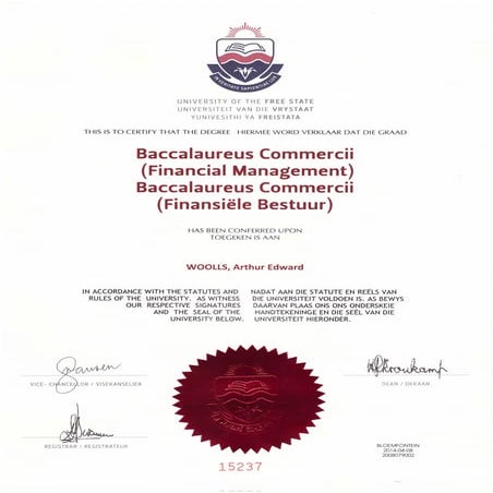 Certificate (B.COM Financial Management) | PDF