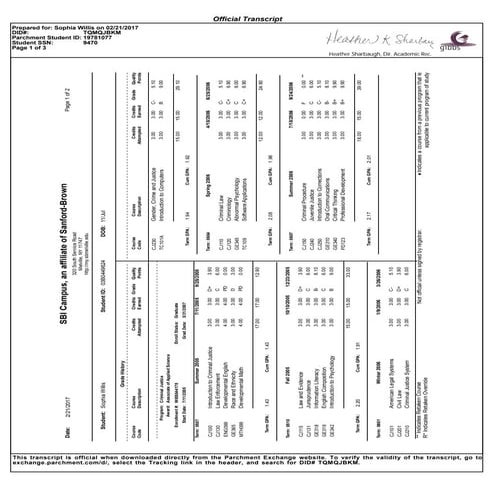 College Transcript | PDF