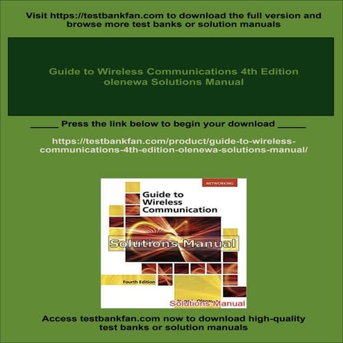 Guide to Wireless Communications 4th Edition olenewa Solutions Manual | PDF