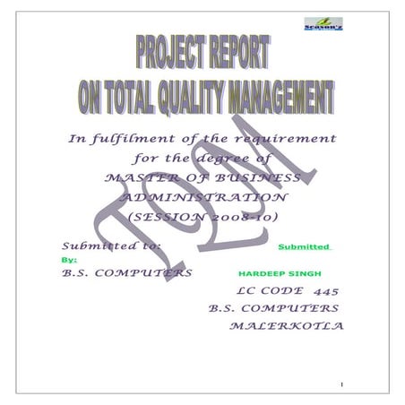 project-report-on-total-quality-management | DOC