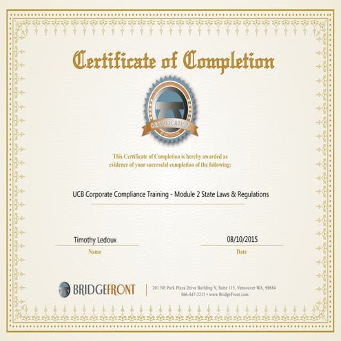 UCB Corporate Compliance Training - Module 2 State Laws & Regulations ...