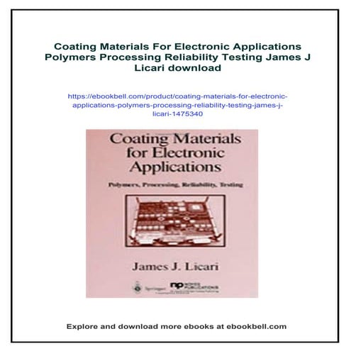 Coating Materials For Electronic Applications Polymers Processing ...