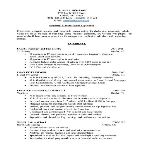 Susan Bernard Resume | DOCX