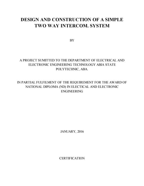 Two way intercom | PPTX | Technology & Computing