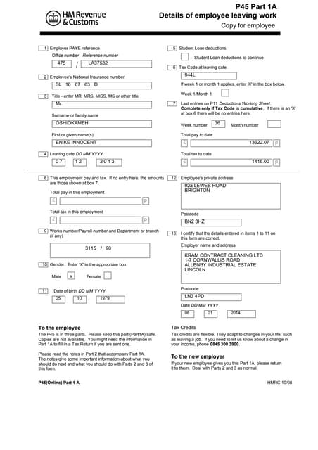 Employee Details Form | DOC | Medical Health
