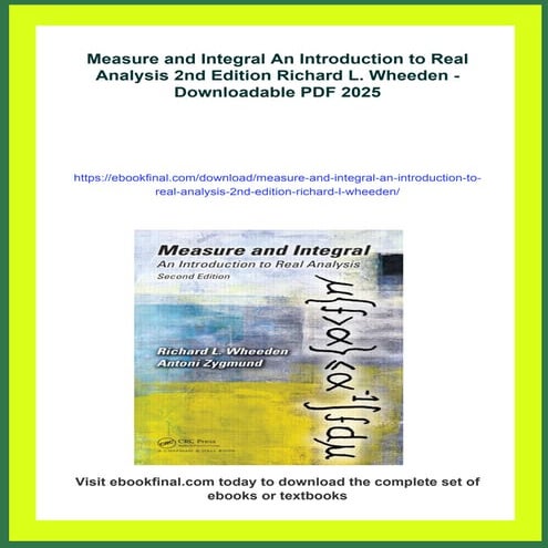 Measure and Integral An Introduction to Real Analysis 2nd Edition ...
