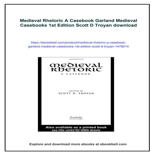 Medieval Rhetoric A Casebook Garland Medieval Casebooks 1st Edition ...