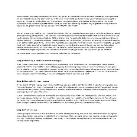 Welcome to my very first newsletter of this | PDF