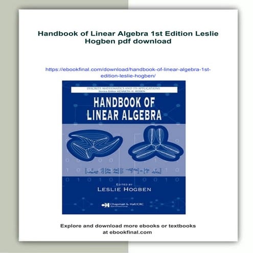 Handbook of Linear Algebra 1st Edition Leslie Hogben | PDF
