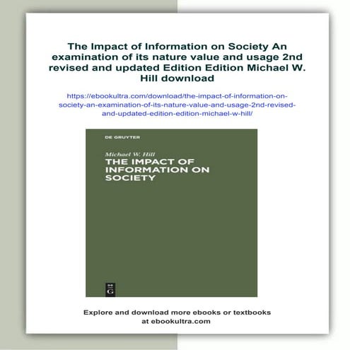 The Impact of Information on Society An examination of its nature value ...