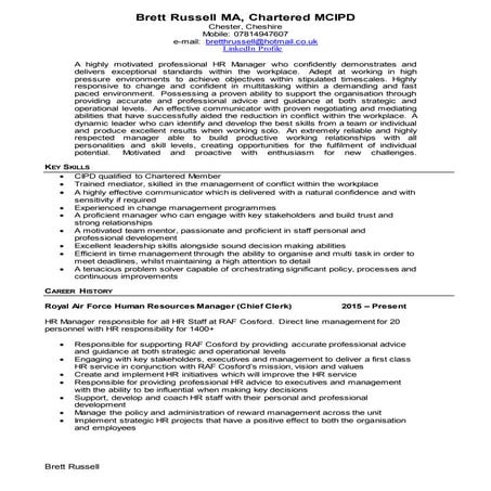 CV - Brett Russell MA Chartered MCIPD | DOCX